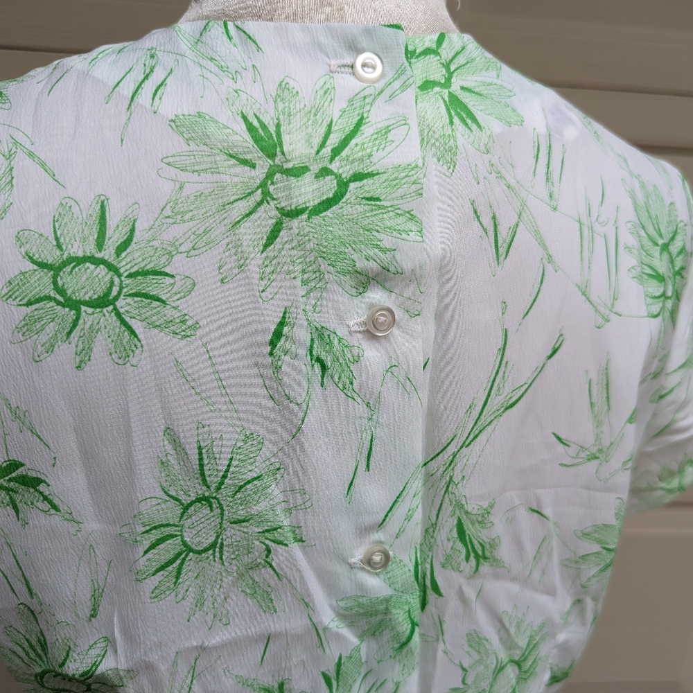 1960's Terry Chicago Floral Button Back Blouse M L - Gem